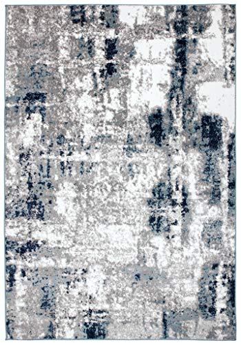 Rugshop Contemporary Abstract Distressed Area Rug 5' x 7' Blue