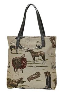 awst equestrian horse tapestry shoulder bag tote