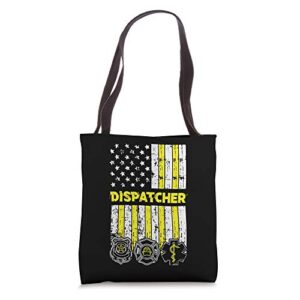 american flag 911 operator dispatch-er police fire ems gift tote bag