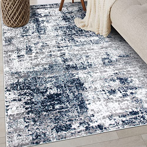 Rugshop Distressed Abstract Area Rug 5' x 7' Blue