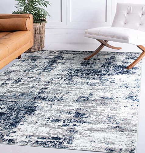 Rugshop Distressed Abstract Area Rug 5' x 7' Blue