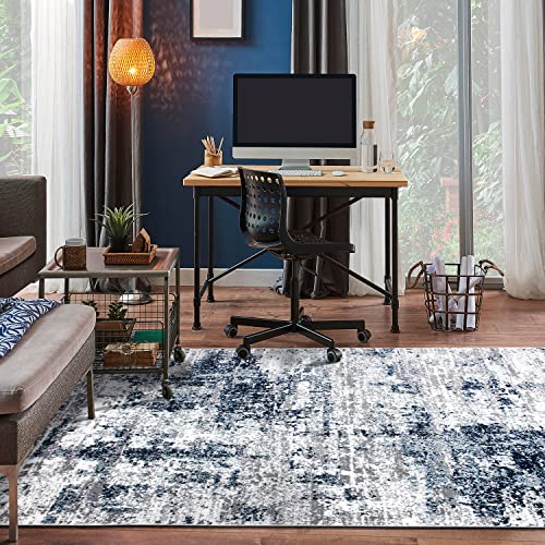 Rugshop Distressed Abstract Area Rug 5' x 7' Blue