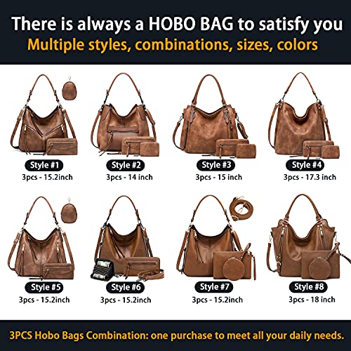 Hobo Handbags for Women Purse Ladies Boho Shoulder Bag Crossbody Bags Brown Vegan Leather