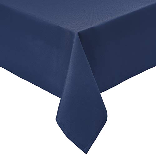 Amazon Basics Square Washable Polyester Fabric Tablecloth - 52" x 52", Navy Blue, Pack of 2