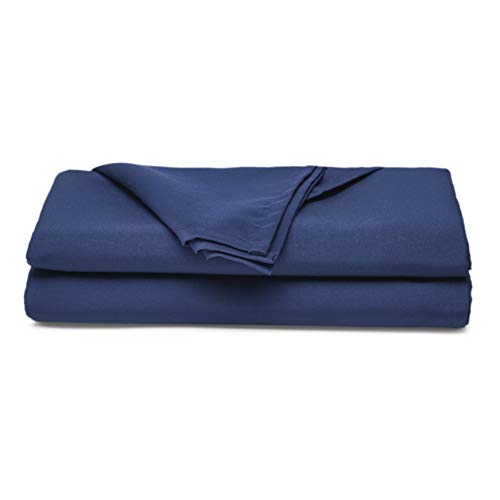 Amazon Basics Square Washable Polyester Fabric Tablecloth - 52" x 52", Navy Blue, Pack of 2