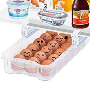 Skywin Refrigerator Egg Drawer - Snap-on Egg Holder for Refrigerator Organizes and Protects Eggs - Adjustable and Space Saving Egg Storage Container For Refrigerator