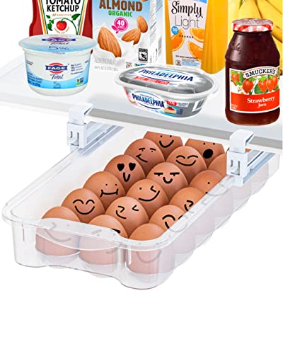 Skywin Refrigerator Egg Drawer - Snap-on Egg Holder for Refrigerator Organizes and Protects Eggs - Adjustable and Space Saving Egg Storage Container For Refrigerator