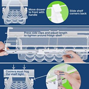 Skywin Refrigerator Egg Drawer - Snap-on Egg Holder for Refrigerator Organizes and Protects Eggs - Adjustable and Space Saving Egg Storage Container For Refrigerator