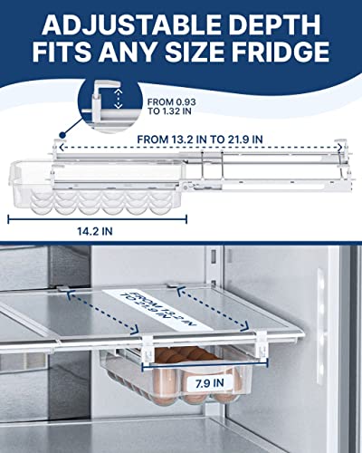 Skywin Refrigerator Egg Drawer - Snap-on Egg Holder for Refrigerator Organizes and Protects Eggs - Adjustable and Space Saving Egg Storage Container For Refrigerator