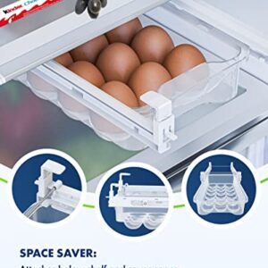 Skywin Refrigerator Egg Drawer - Snap-on Egg Holder for Refrigerator Organizes and Protects Eggs - Adjustable and Space Saving Egg Storage Container For Refrigerator