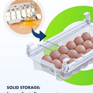 Skywin Refrigerator Egg Drawer - Snap-on Egg Holder for Refrigerator Organizes and Protects Eggs - Adjustable and Space Saving Egg Storage Container For Refrigerator