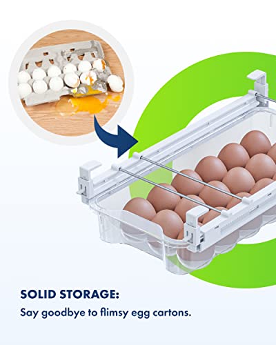 Skywin Refrigerator Egg Drawer - Snap-on Egg Holder for Refrigerator Organizes and Protects Eggs - Adjustable and Space Saving Egg Storage Container For Refrigerator