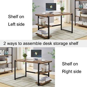 FOLUBAN Computer Desk, Home Office Desk with 2 Storage Shelves on Left or Right, Modern Writing Desk, Simple Wooden Study Table, Oak 55 inch.