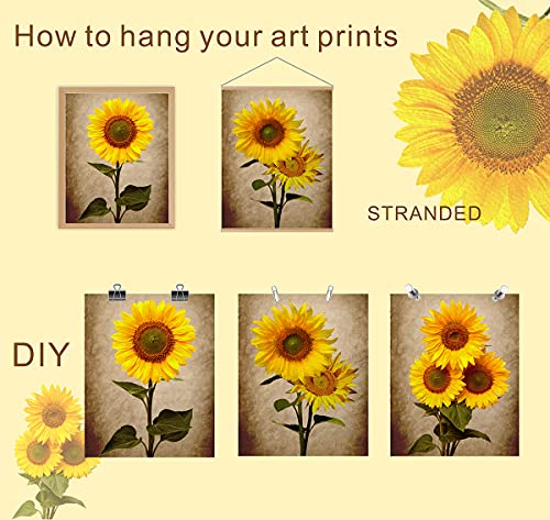 Barri Design Sunflower Decor Wall Art Prints Set of 3(8" x 10" Sunflowers Canvas Wall Art Sunflower Wall Pictures for Bedroom Kitchen Living Room Wall Decorations (Unframed)