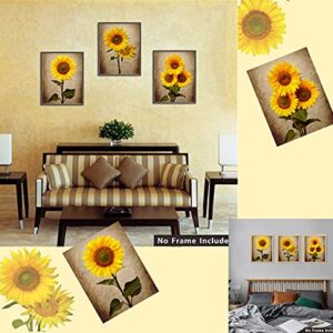 Barri Design Sunflower Decor Wall Art Prints Set of 3(8" x 10" Sunflowers Canvas Wall Art Sunflower Wall Pictures for Bedroom Kitchen Living Room Wall Decorations (Unframed)