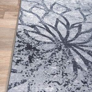 Rugshop Modern Floral Abstract Non Skid (Non Slip) Area Rug 7'10" x 10' Gray