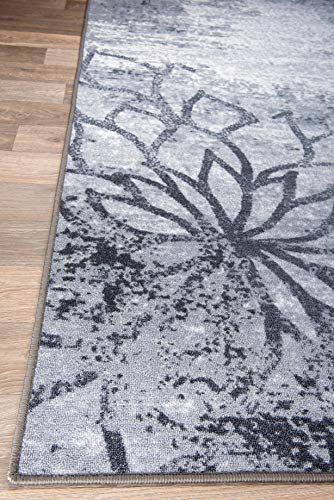 Rugshop Modern Floral Abstract Non Skid (Non Slip) Area Rug 7'10" x 10' Gray