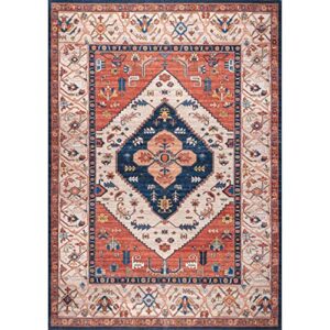 nuLOOM Carolyn Machine Washable Tribal Motif Area Rug, 8' x 10', Rust