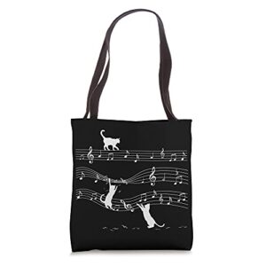 Piano Music Notes Playful Cat Tote Bag