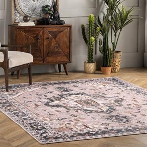 nuloom sasha machine washable medallion accent rug, 2′ x 3′, pink