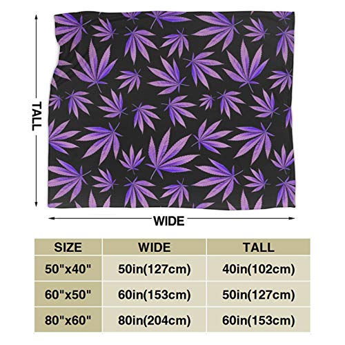 Belgala Blanket Purple Weed Leaves Flannel Fleece Throw Blankets for Baby Kids Men Women,Soft Warm Blankets Queen Size and Throws for Couch Bed Travel Sofa 80"X60"