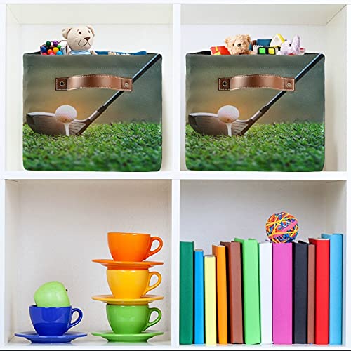 TropicalLife Rectangular Storage Bin Cube Sport Golf Ball Club Foldable Organizer Basket with Handles, Collapsible Storage Box for Kids Toy Shelf Closet Nursery