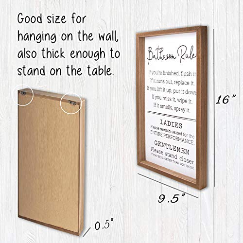 VILIGHT Bathroom Rules Sign House Warming Gifts for New Home - Farmhouse Toilet Decorations Restroom Wall Decor - Vertical 16x9.5 Inches