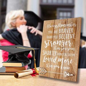 VILIGHT Woman Men Graduation Gift for Daughter Son - Doctorate Wall Art Quotes Positive Signs - You Are Braver Than You Believe - 12x8.6 Inches