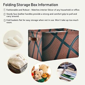 TropicalLife Rectangular Storage Bin Cube Sport Ball Basketball Theme Foldable Organizer Basket with Handles, Collapsible Storage Box for Kids Toy Shelf Closet Nursery