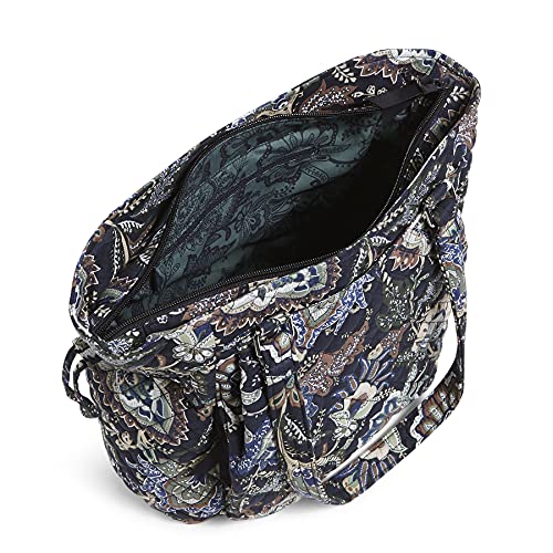 Vera Bradley Women's Cotton Glenna Satchel Purse, Java Navy Camo - Recycled Cotton, One Size