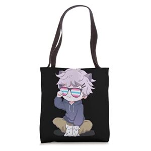 femboy chibi anime boy kawaii neko tote bag