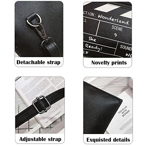 Novelty Evening Purse Envelope Wristlet Crossbody Shoulder Handbag for Women Girls Movie Film Cut Action Clapboard Clutch Black