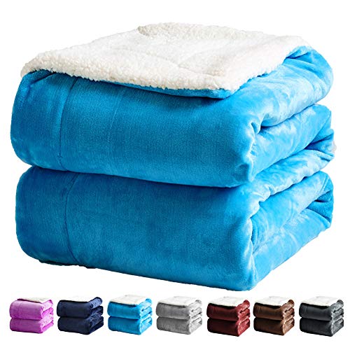 SONORO KATE Sherpa Fleece Blanket Queen Size - Luxurious Double Reversible Super Soft Thick Fuzzy Plush，Warm Cozy Fluffy Couch Throw Velvet Queen Blanket for Bed(90"x90")