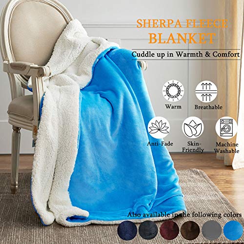 SONORO KATE Sherpa Fleece Blanket Queen Size - Luxurious Double Reversible Super Soft Thick Fuzzy Plush，Warm Cozy Fluffy Couch Throw Velvet Queen Blanket for Bed(90"x90")