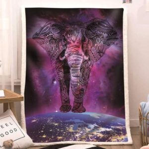 LOVINSUNSHINE Galaxy Elephant Blanket,Best Elephant Gifts for Women Ideas,Unique Elephant Gifts for Women Adults, for Women,Soft Sherpa Fleece Throw Blanket for Couch 50inx60in