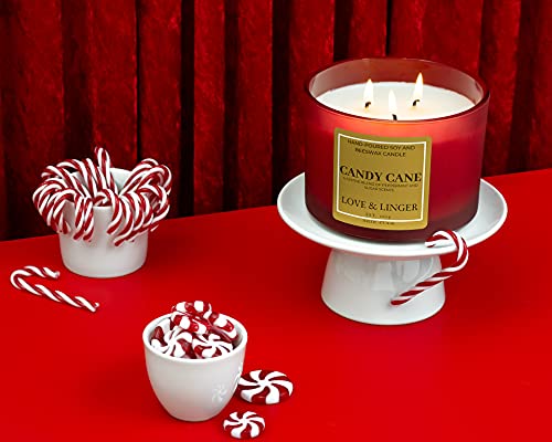 Peppermint Candle | Christmas Candles | Luxury Soy & Beeswax Candles for Home | 16 oz. Large Jar 3 Wick Candle | Candy Cane Candles | Winter Candle | Holiday Candle