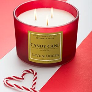 Peppermint Candle | Christmas Candles | Luxury Soy & Beeswax Candles for Home | 16 oz. Large Jar 3 Wick Candle | Candy Cane Candles | Winter Candle | Holiday Candle