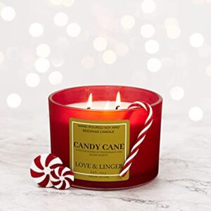 Peppermint Candle | Christmas Candles | Luxury Soy & Beeswax Candles for Home | 16 oz. Large Jar 3 Wick Candle | Candy Cane Candles | Winter Candle | Holiday Candle