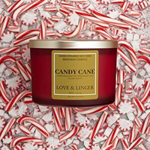 Peppermint Candle | Christmas Candles | Luxury Soy & Beeswax Candles for Home | 16 oz. Large Jar 3 Wick Candle | Candy Cane Candles | Winter Candle | Holiday Candle