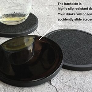 MECOWON Absorbent Coasters for Drinks with Holder, 8 Pieces Silicone Coasters with Soft Felt Insert, Black