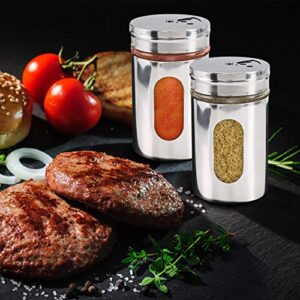 Accmor 2pcs Salt and Pepper Shakers,Stainless Steel Shaker for Salt Powder Sugar Cinnamon Pepper, Spice Dispenser with Adjustable Pour Holes,Silver