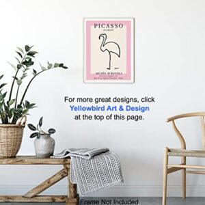 Pablo Picasso Poster 8x10 - Mid-Century Modern Decor - Minimalist Room Decor - Abstract Wall Art - Gallery Wall Art - Pink Flamingo Decor - Line Art Wall Decor - Museum Poster - Tropical Beach House