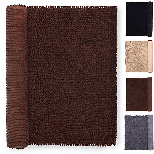 Brown Bathroom Doormat Rugs 20 x 31 Inches Mats Doormat for Entry Home Pet Cat Bed Door Rug Shaggy Chenille Pet Area Rugs Petbed Ultra Soft Water Absorbent Machine Washable Dry (20 x 31 Inches, Brown)