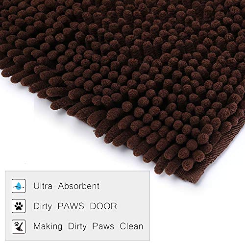 Brown Bathroom Doormat Rugs 20 x 31 Inches Mats Doormat for Entry Home Pet Cat Bed Door Rug Shaggy Chenille Pet Area Rugs Petbed Ultra Soft Water Absorbent Machine Washable Dry (20 x 31 Inches, Brown)