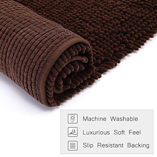 Brown Bathroom Doormat Rugs 20 x 31 Inches Mats Doormat for Entry Home Pet Cat Bed Door Rug Shaggy Chenille Pet Area Rugs Petbed Ultra Soft Water Absorbent Machine Washable Dry (20 x 31 Inches, Brown)