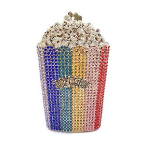 worldstore luxury clutch rainbow gradient popcorn sharp handbag crystal shining evening bags for girls shoulder bags crossbody bags, multicoloured