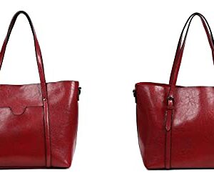 HgOgTg Handbags Purse for Women Designer Genuine Leather Large Ladies Tote Hobo Vintage Shoulder Bags,Red crossbody bag