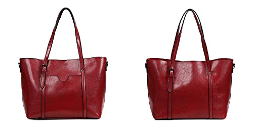 HgOgTg Handbags Purse for Women Designer Genuine Leather Large Ladies Tote Hobo Vintage Shoulder Bags,Red crossbody bag