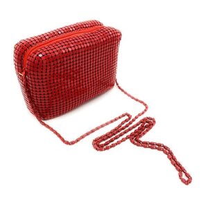 women’s metal mesh evening bag (red)