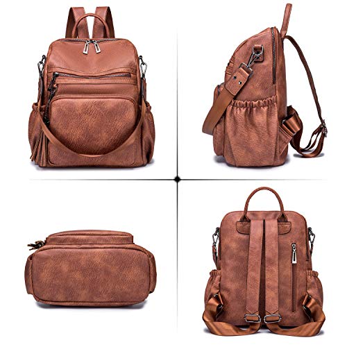 Roulens Women's Fashion Backpack Purses Fashion Leather Large Design Ladies College Shoulder Bags PU Leather Travel bag